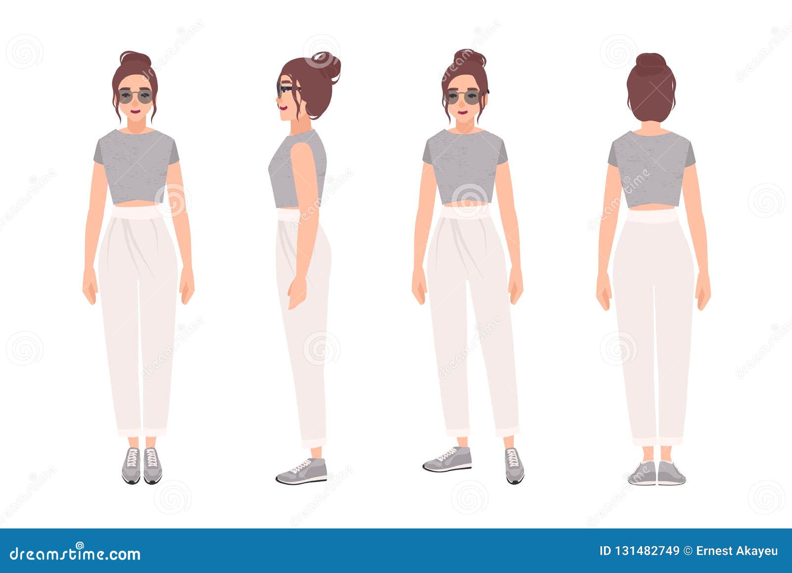 Cheerful Woman Dressed In Stylish Sportswear Pretty Girl In Trendy Clothes And Sneakers Stock