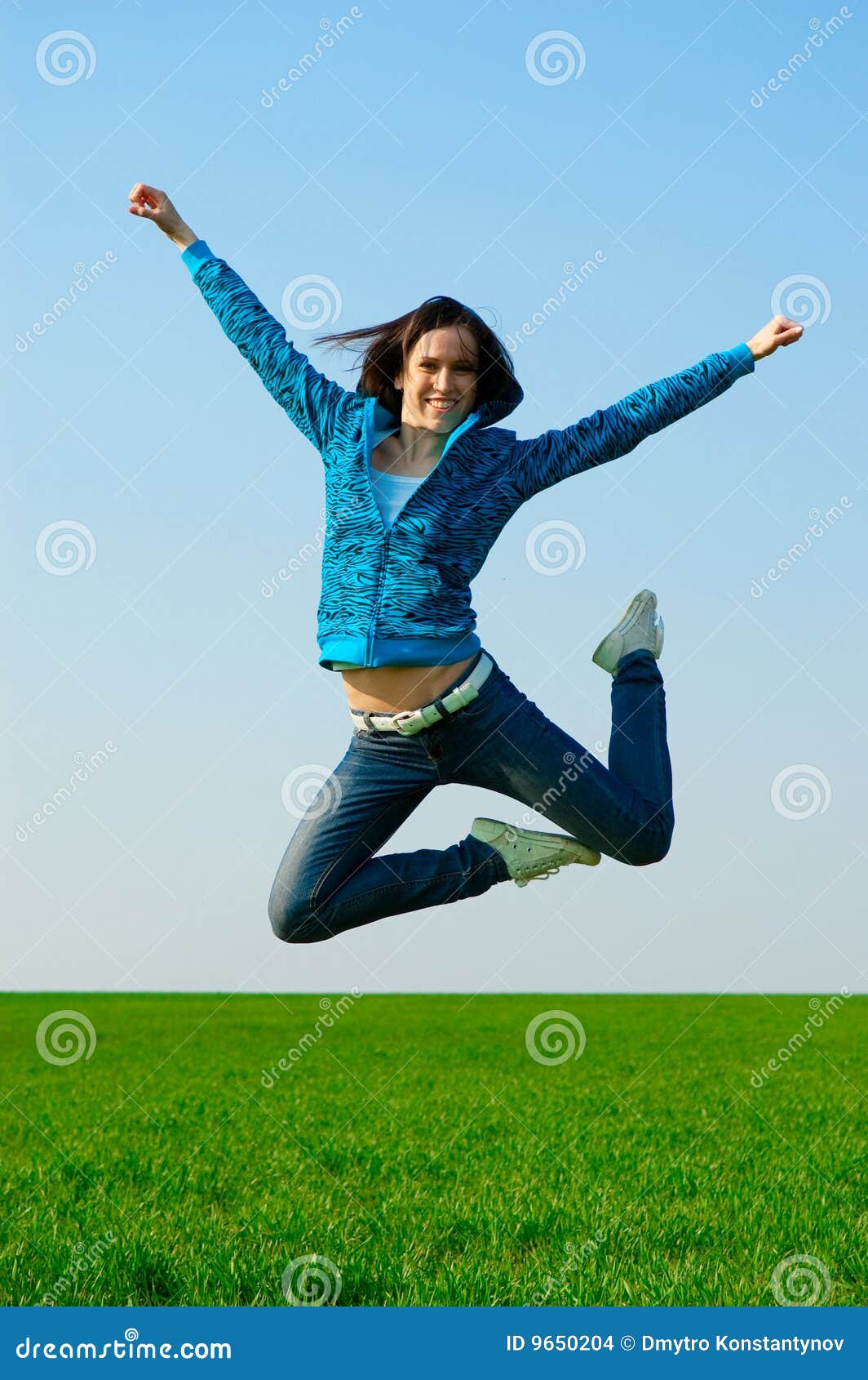 Cheerful woman jumping stock photo. Image of adult, glad - 9650204
