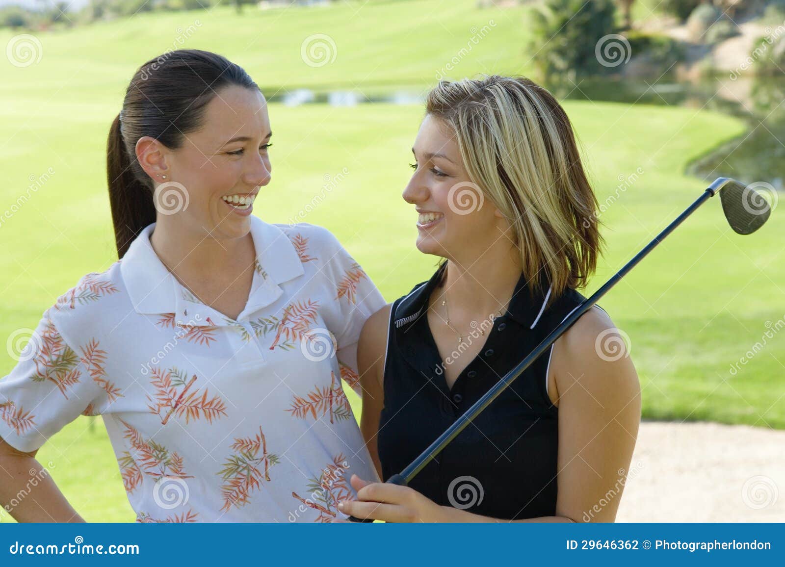 Cheerful Women at Golf Course Stock Photo - Image of friend, focus ...