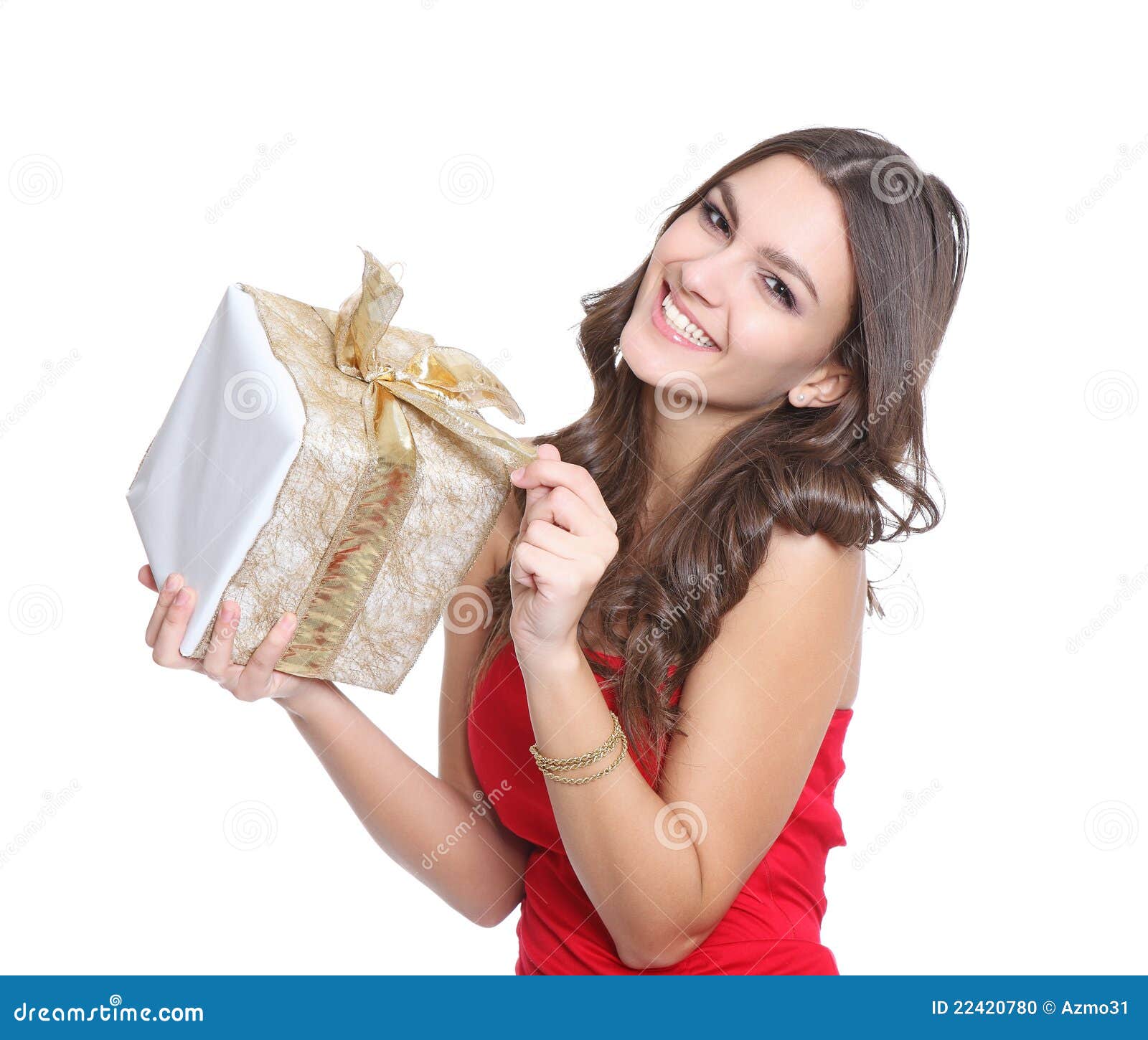 Cheerful Women with a Present Stock Photo - Image of happiness, package ...