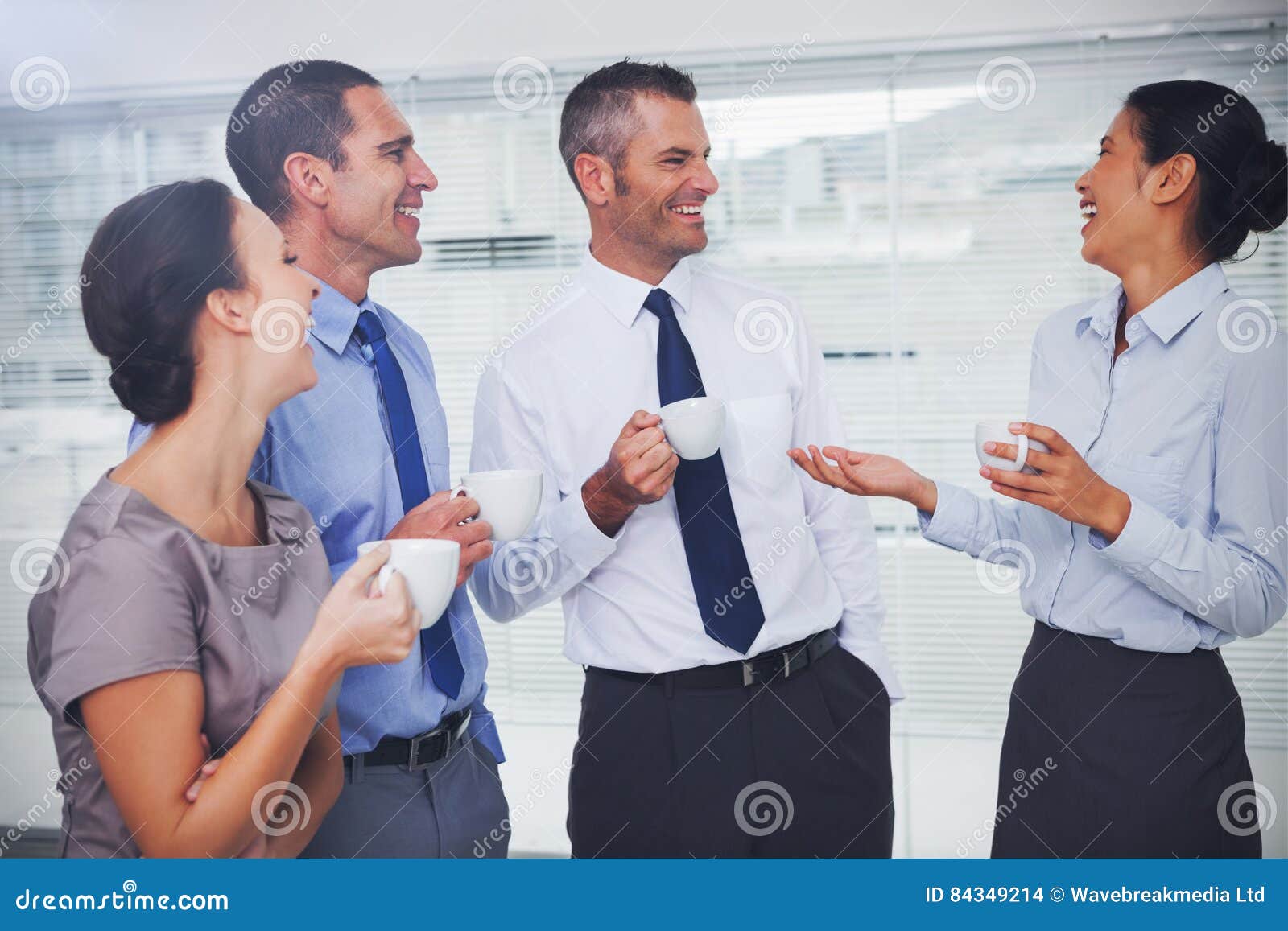 Cheerful Work Team during Break Time Stock Illustration - Illustration ...