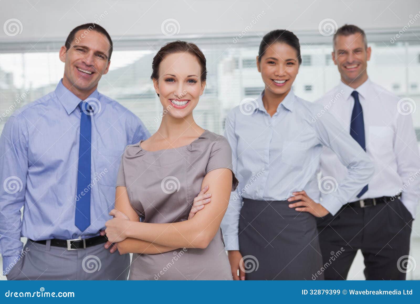Cheerful Work Team Posing Together Stock Image - Image of cheerful ...