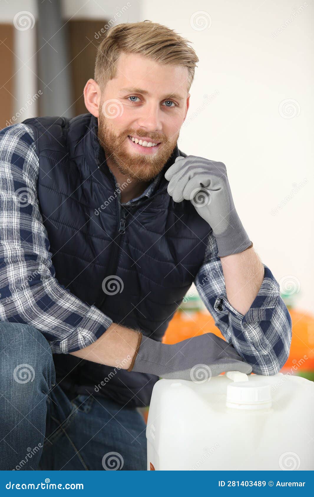 Cheerful Worker Looking at Camera while Posing Stock Image - Image of ...