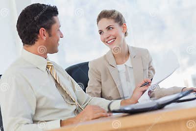 Cheerful Workmates Working Together Stock Image - Image of dressed ...