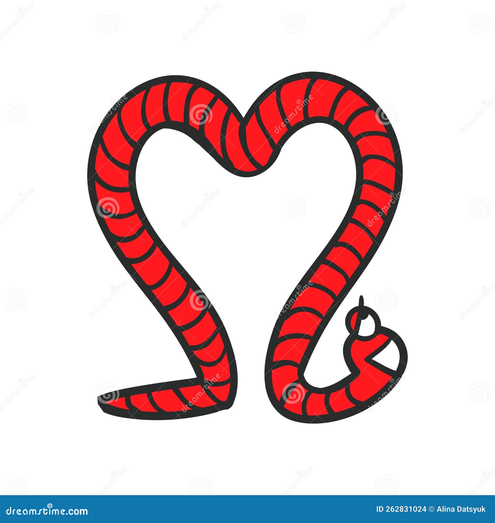 Cheerful Worm in the Shape of a Heart Stock Vector - Illustration of ...