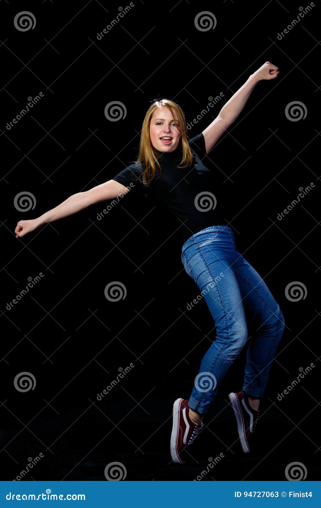 Cheerful Young Blonde Dancing Stock Image - Image of happiness ...