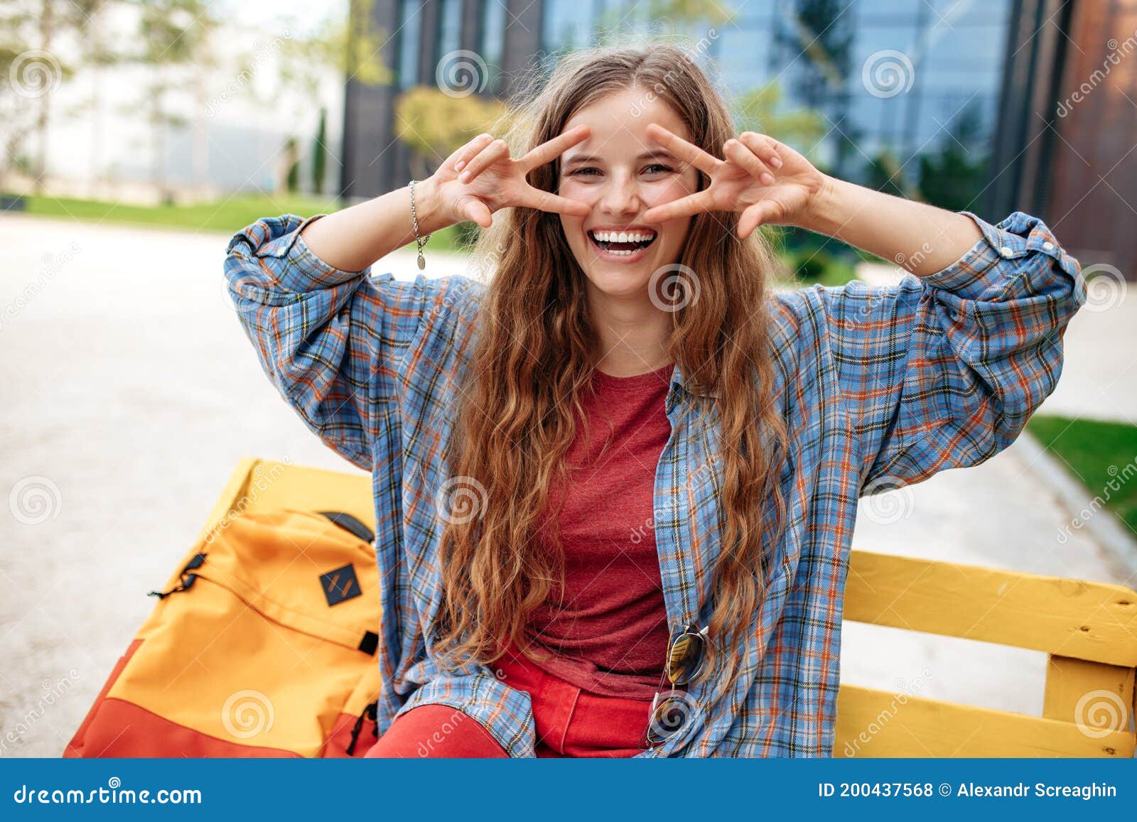 Face Peace Sign And Woman Happiness Selfie Of A Model With A Funny