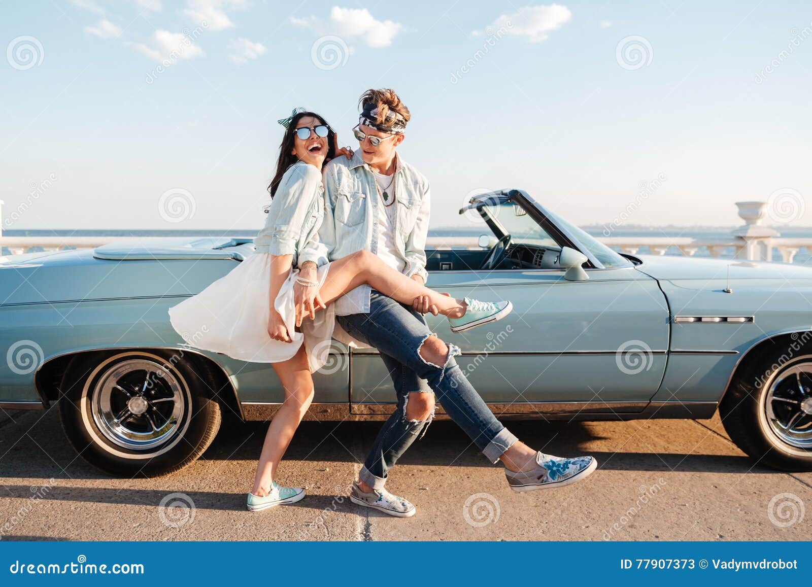 Cheerful Young Couple Dancing Outdoors and Having Fun Stock Image ...
