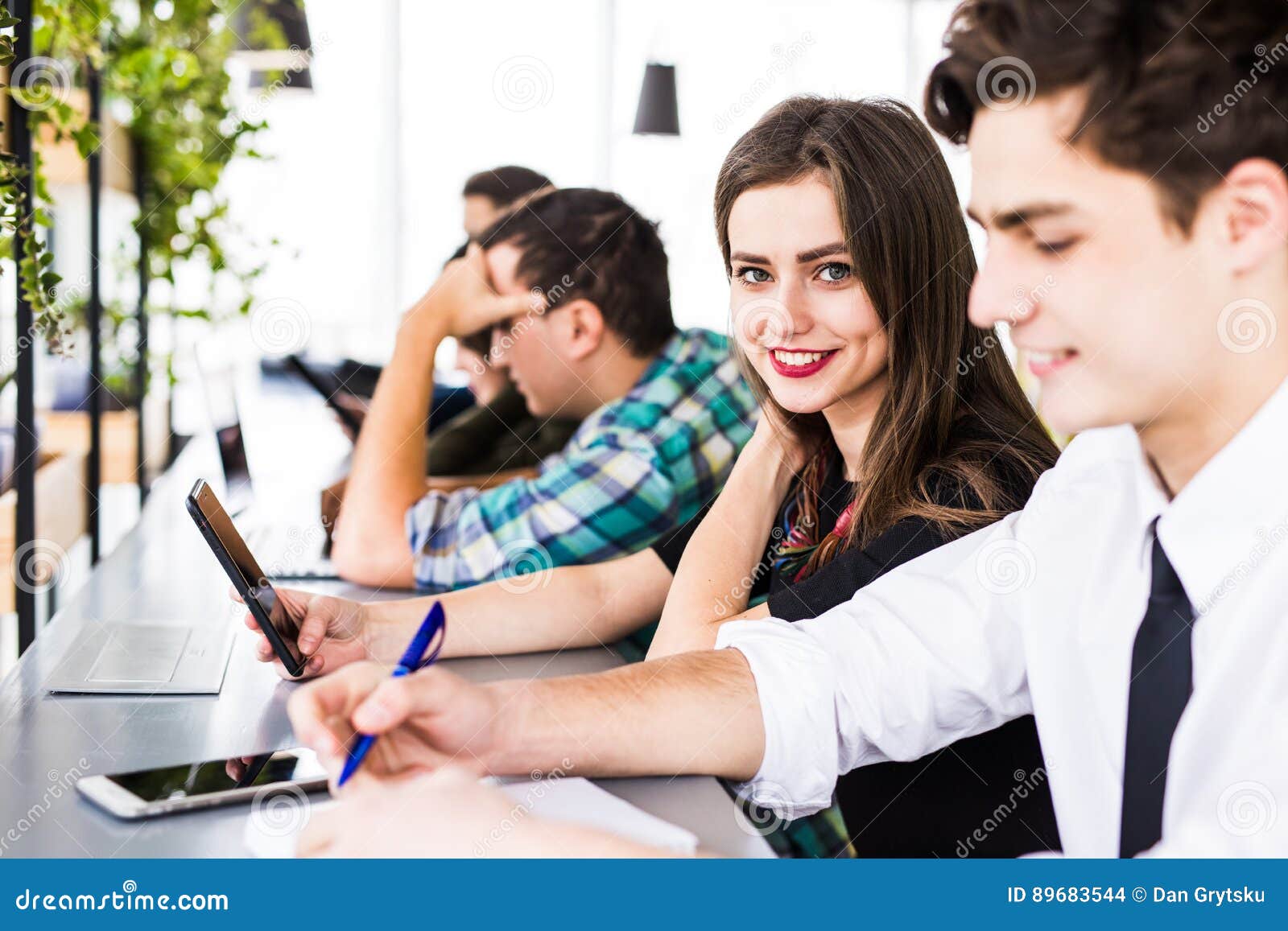 Cheerful Young Group of Freelancers are Working with Joy in Modern ...