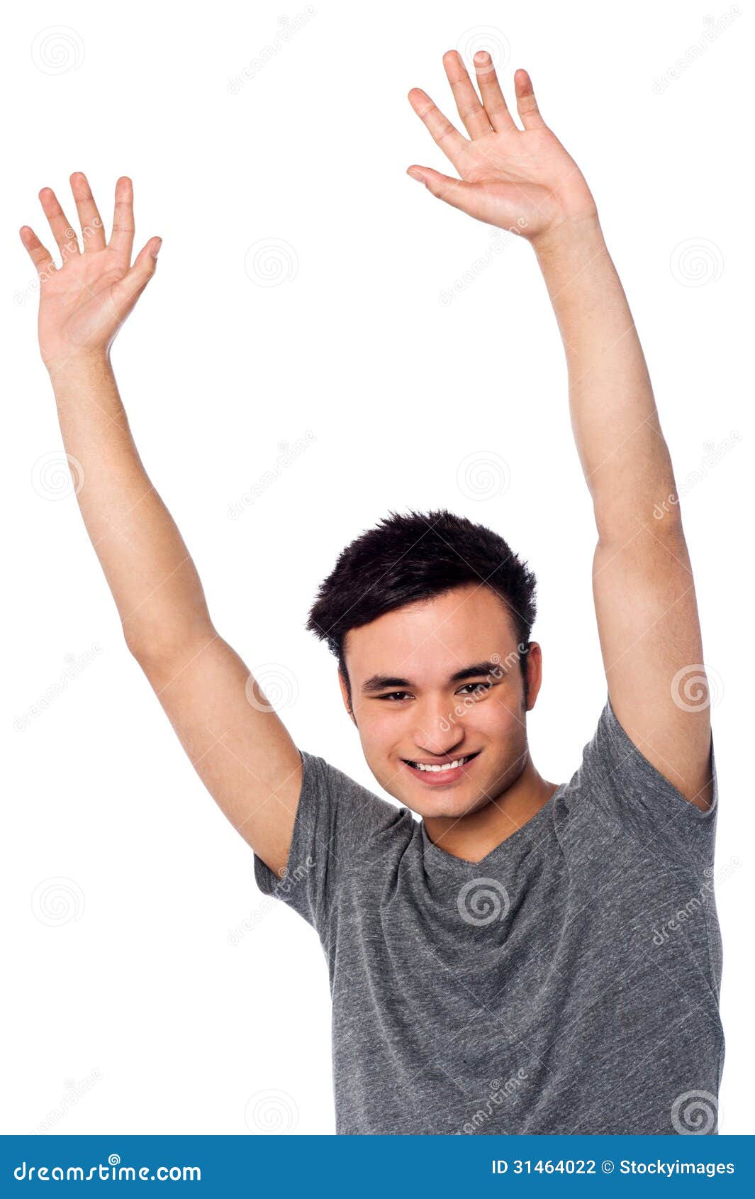 Cheerful Young Guy Raising His Arms Stock Photo - Image of cool ... Cheerful Young Guy Raising His Arms Stock Photo - Image of cool ...