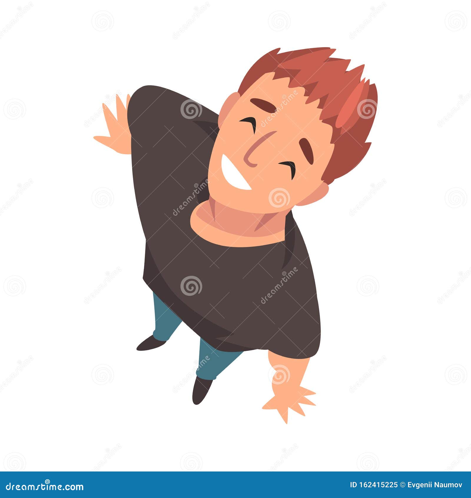 Cheerful Young Man Character Looking Up, View from Above Vector ...