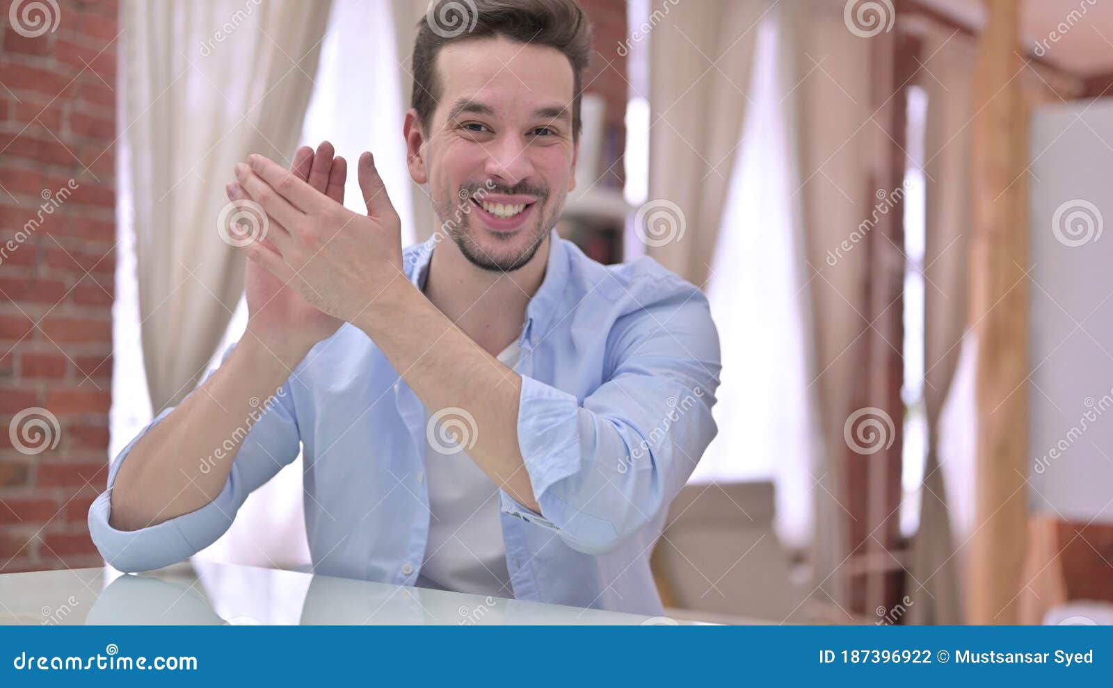 Cheerful Young Man Clapping with Hands Stock Photo - Image of gratitude ...