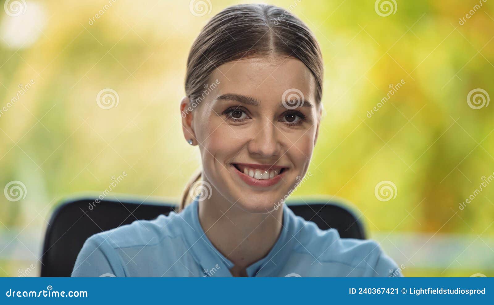 Cheerful Young Manager Smiling while Looking Stock Image - Image of ...