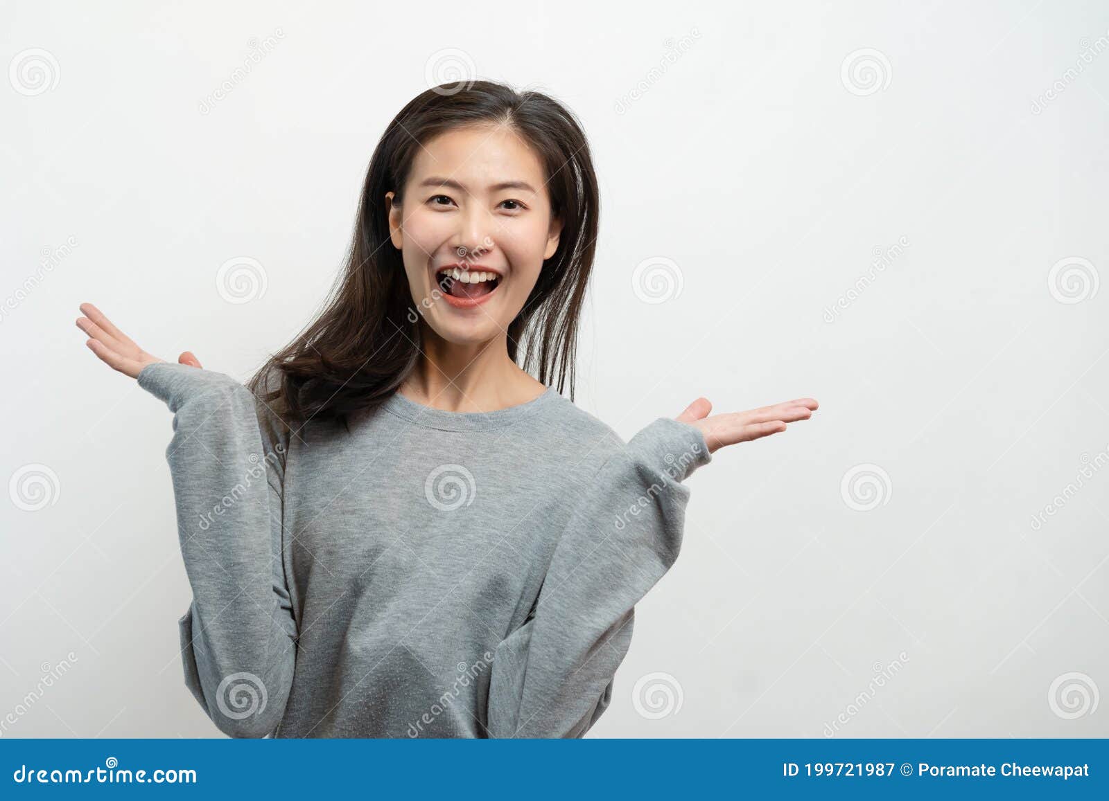 Cheerful Young Woman Jumping Funny Face Expression Stock Image - Image ...