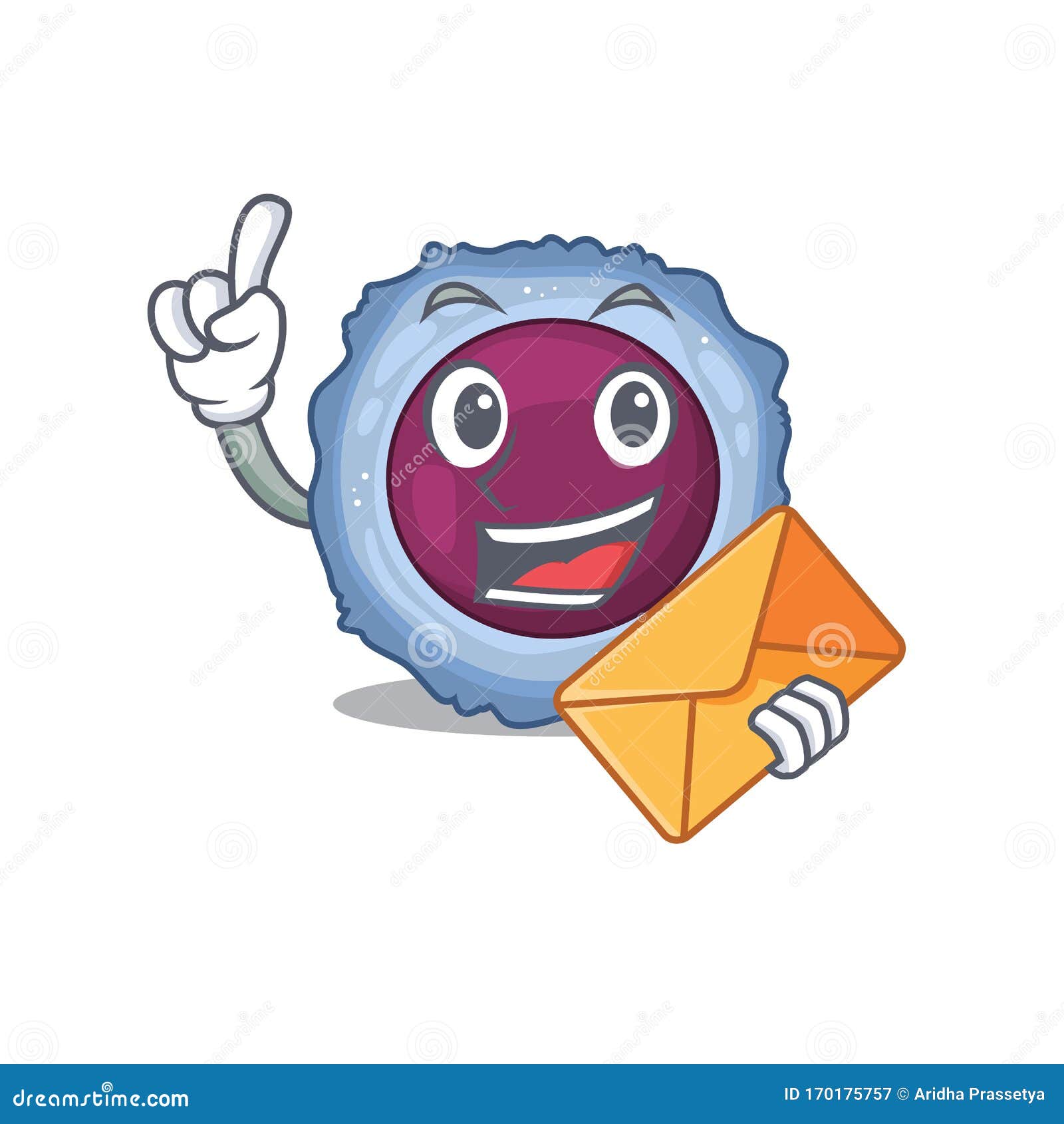 Cheerfully Lymphocyte Cell Mascot Design with Envelope Stock Vector ...