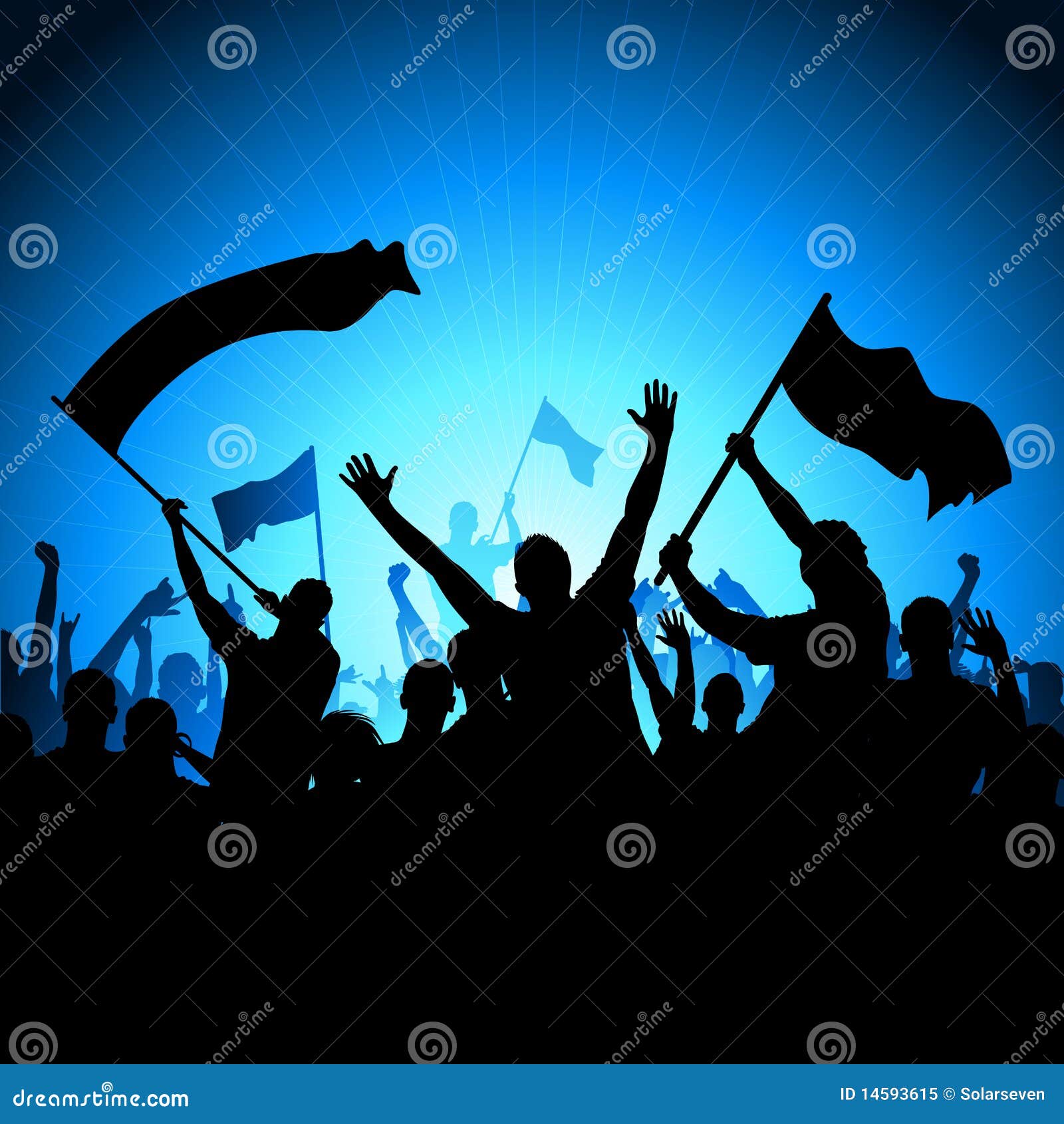 Cheering Audience with Flags Stock Vector - Illustration of concert ...