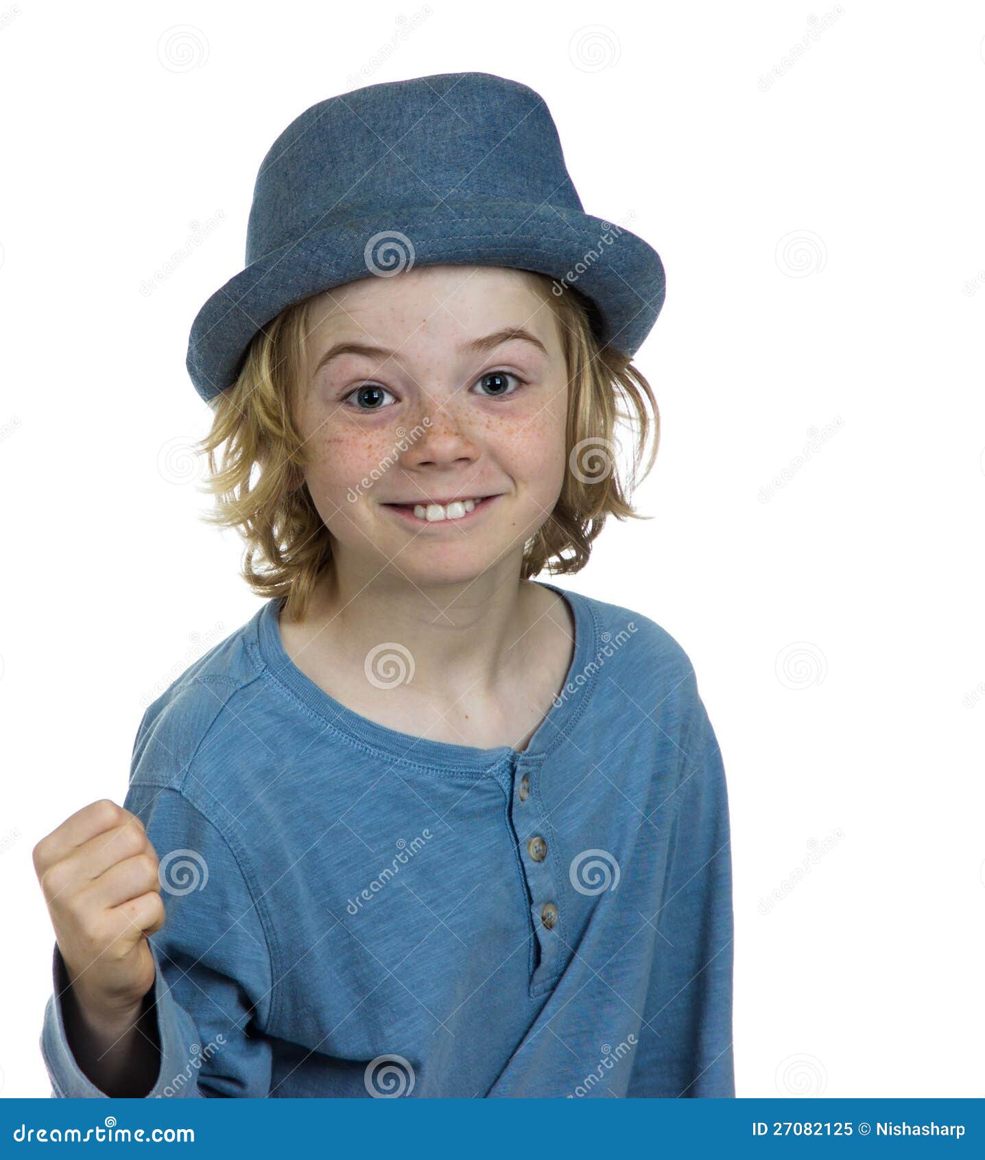 Cheering boy stock image. Image of portrait, hand, adorable - 27082125