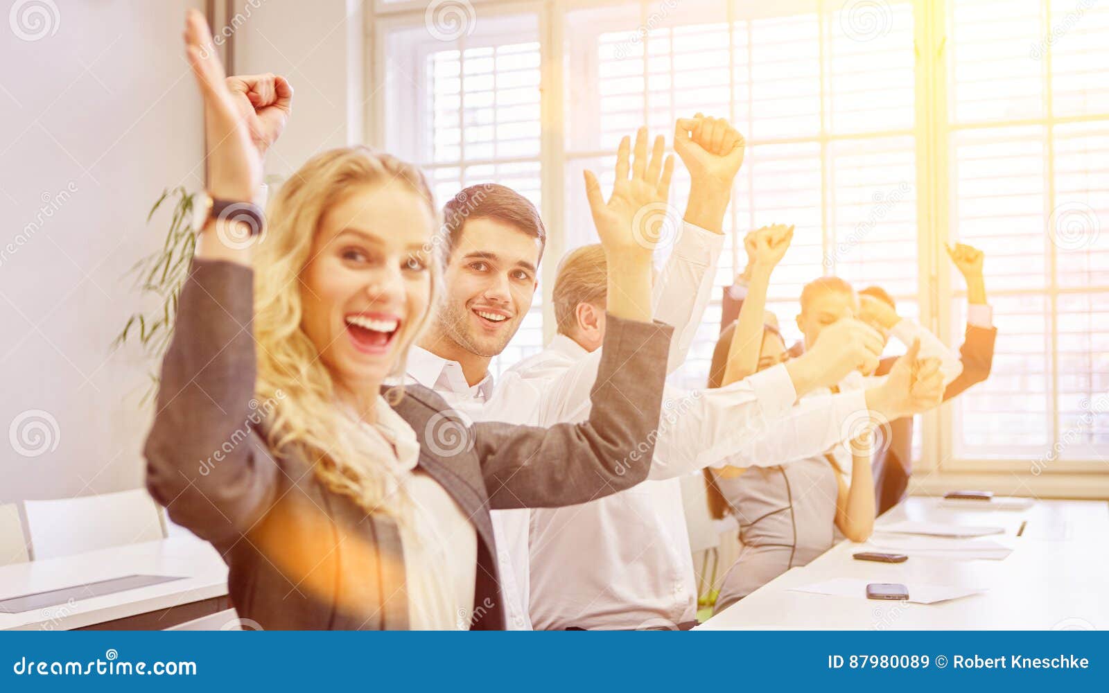 Cheering Business People As Winners Stock Image - Image of employee ...