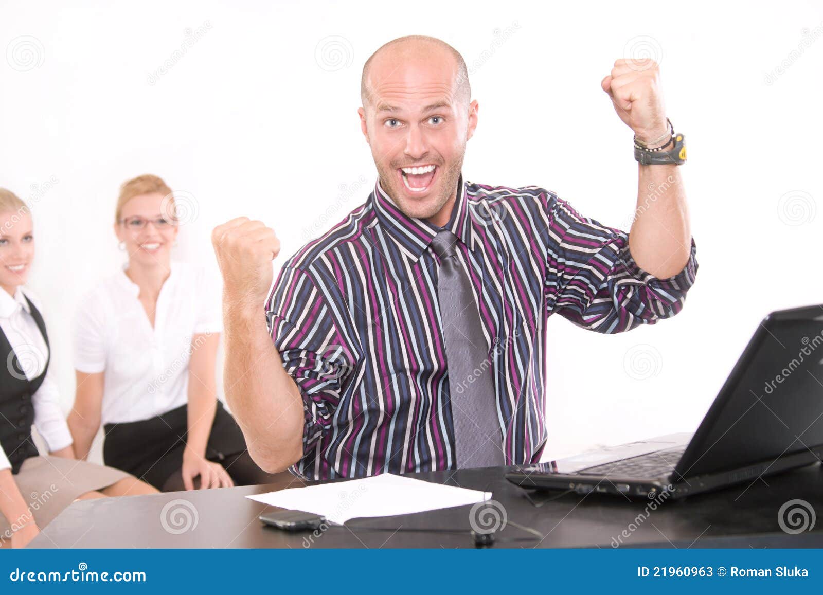 Cheering businessman stock image. Image of happy, enjoyment - 21960963