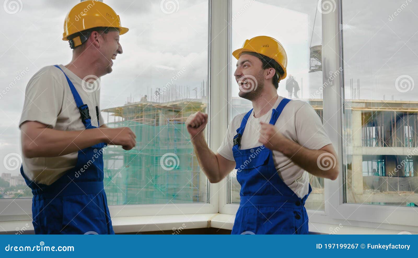 Cheering Workers With Raised Arms Royalty-Free Stock Image ...