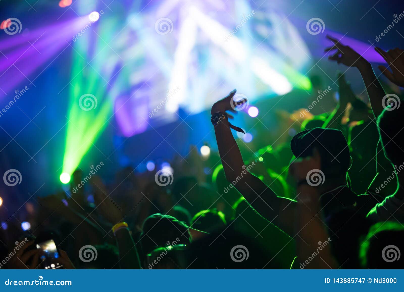 Cheering Crowd at Concert Enjoying Music Performance Stock Image ...