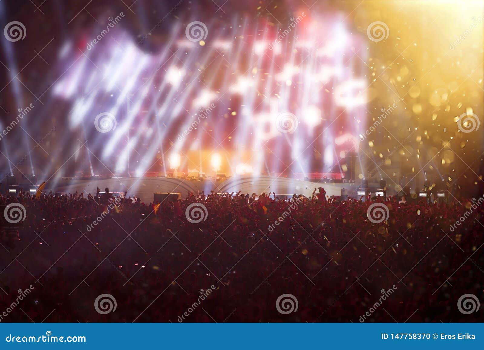 Cheering Crowd at a Concert Stock Photo - Image of happy, live: 147758370