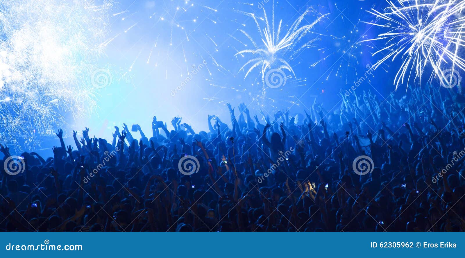 Cheering crowd at concert stock photo. Image of audience - 62305962