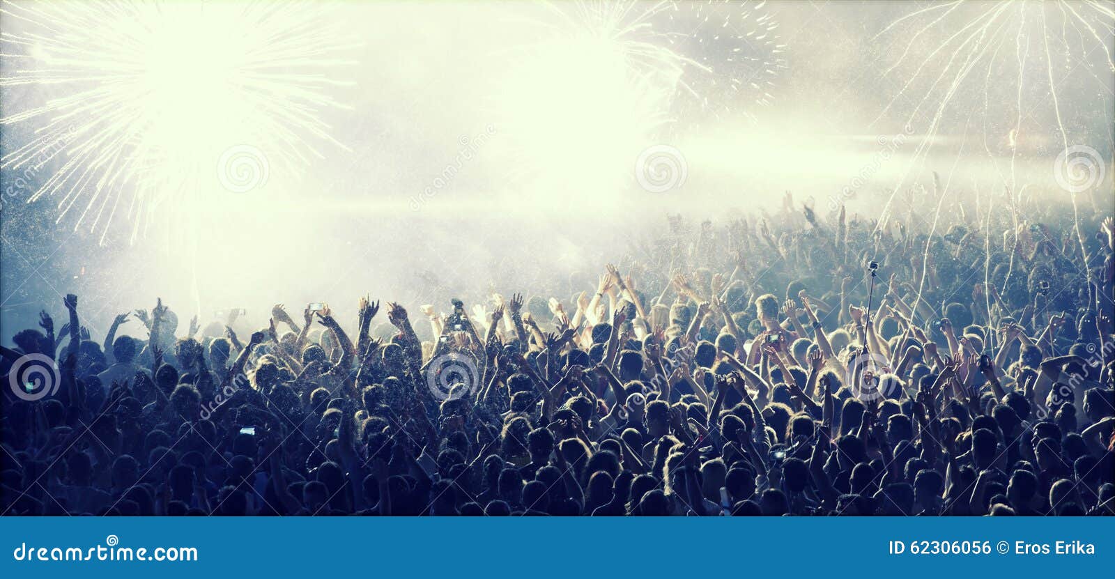 Cheering crowd at concert stock photo. Image of audience - 62306056