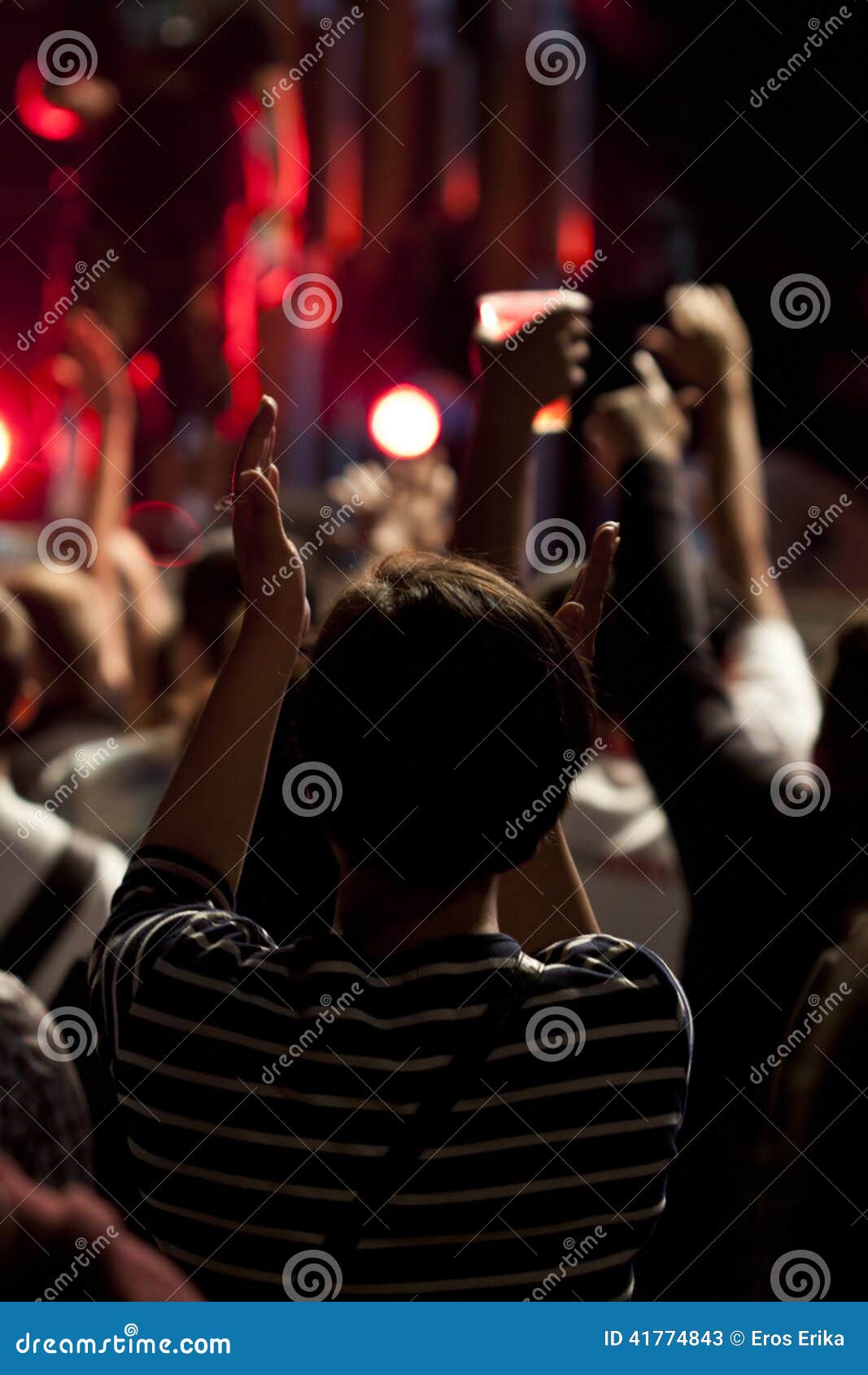Cheering Crowd in Front of Stage Stock Image - Image of live, concert ...