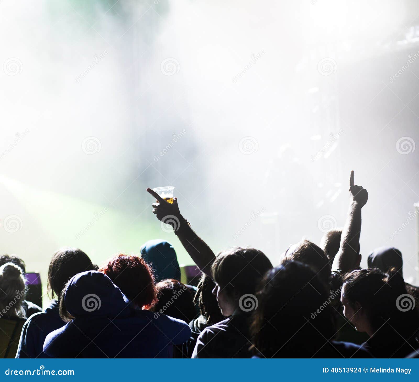 Cheering Crowd in Front of Stage Lights Editorial Stock Image - Image ...