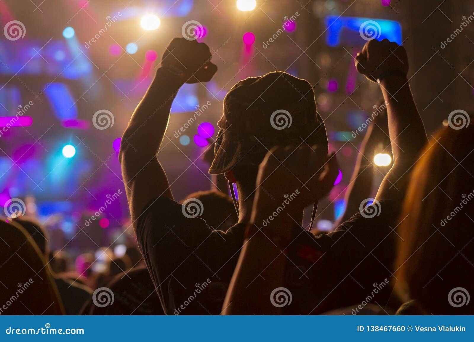 Cheering Crowd at a Rock Concert Stock Photo - Image of live, event ...