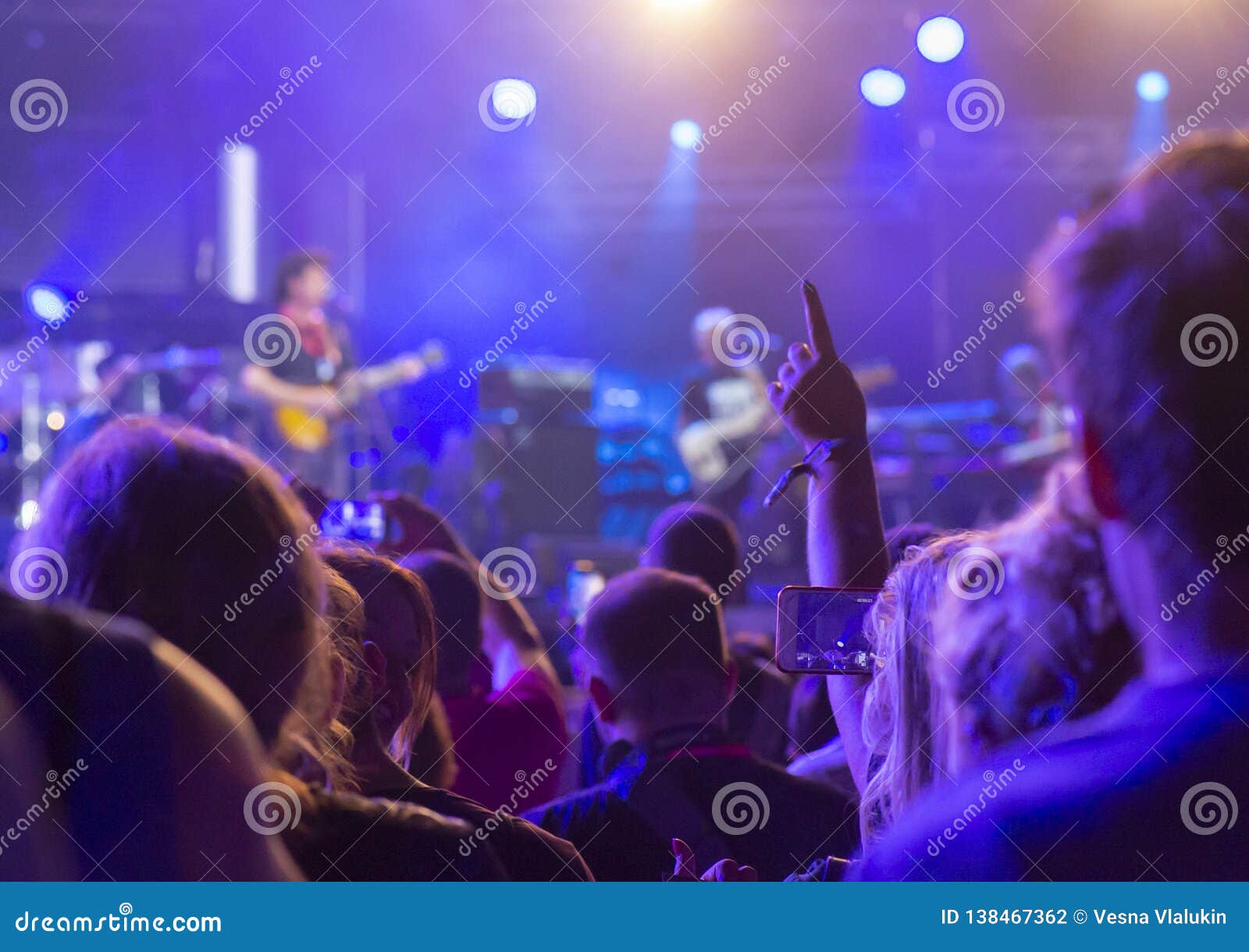 Cheering Crowd at a Rock Concert Stock Photo - Image of nightlife ...