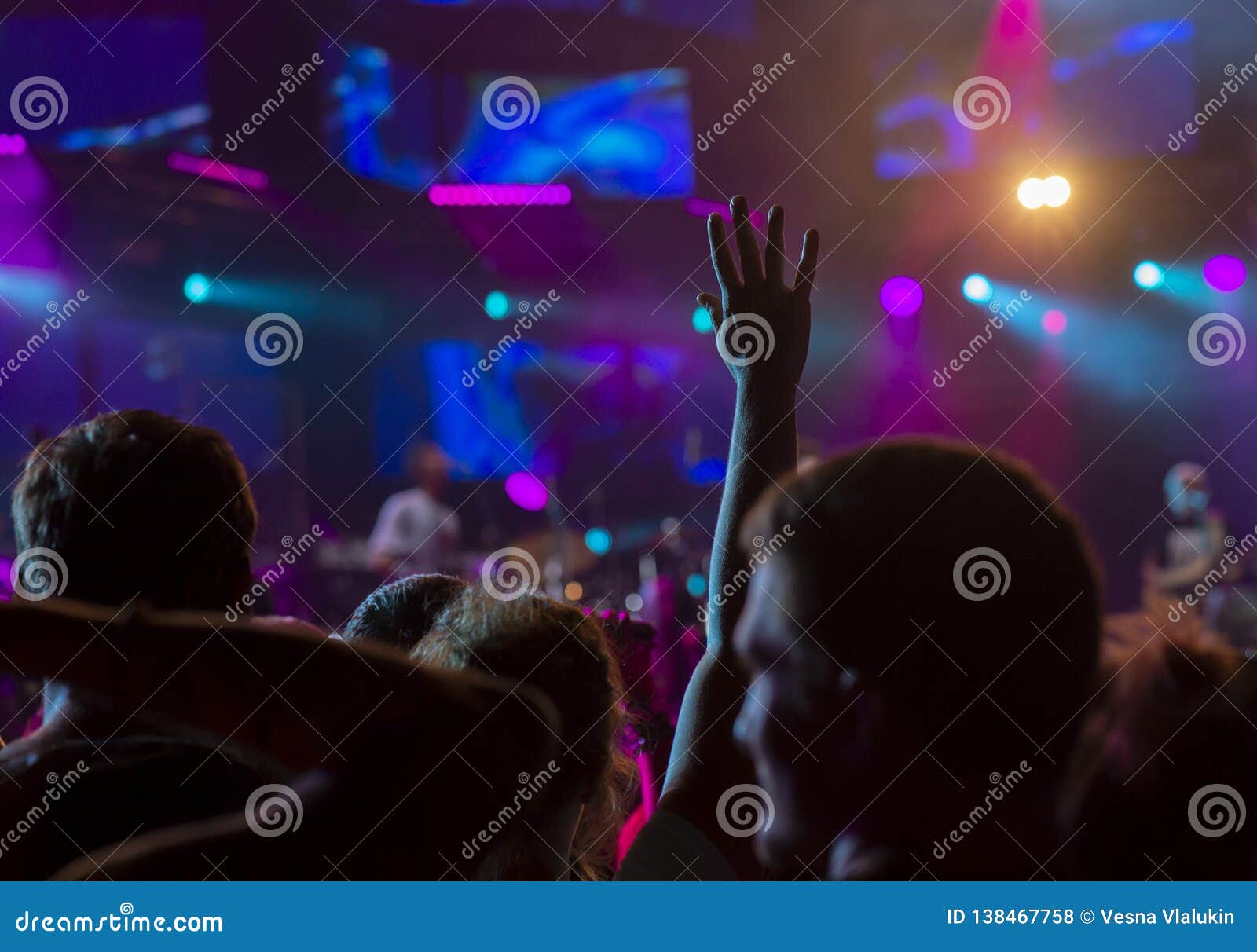 Cheering Crowd at a Rock Concert Stock Photo - Image of nightlife ...