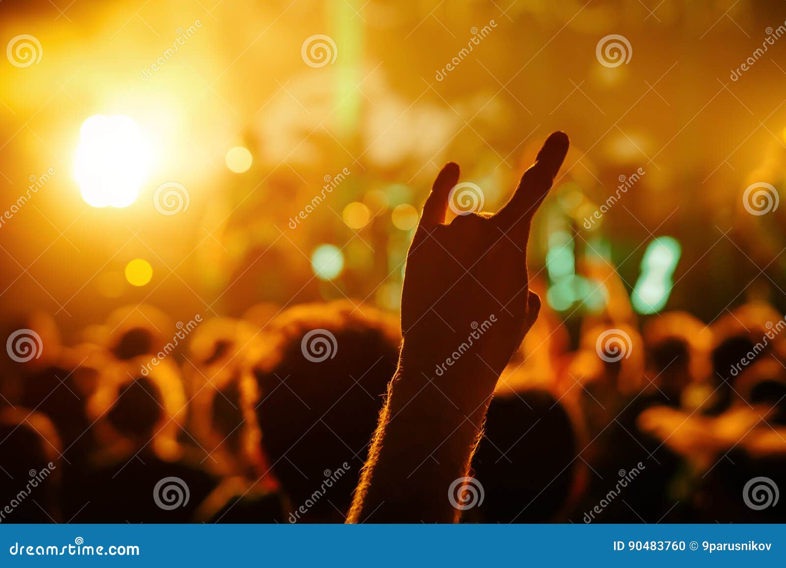 Cheering Crowd at a Rock Concert Stock Photo - Image of live, night ...