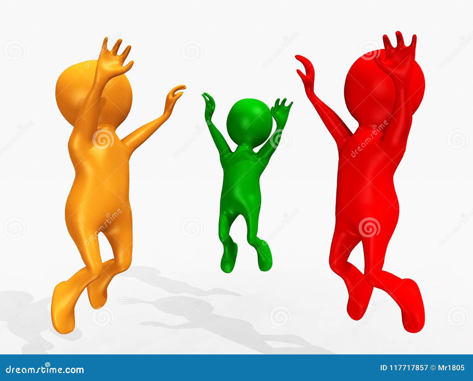 Cheering 3D figures stock illustration. Illustration of hopping - 117717857