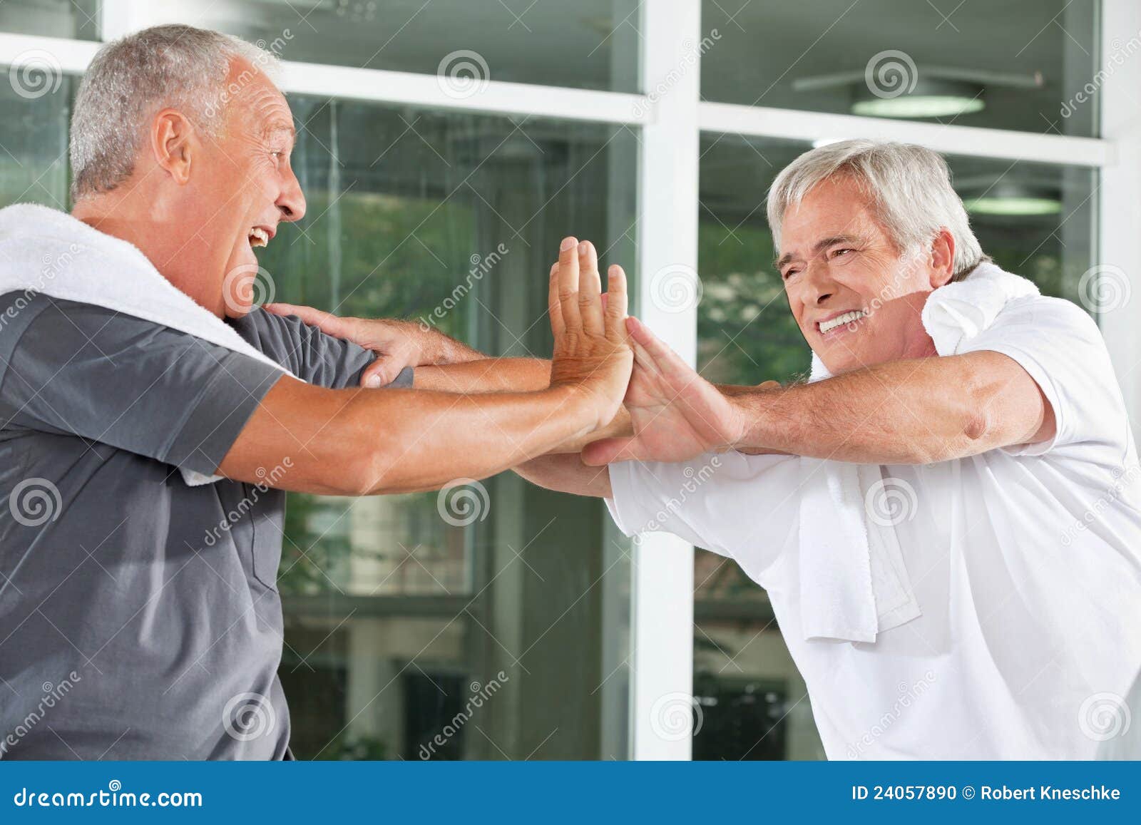 Cheering Elderly Man in Fitness Stock Photo - Image of couple, retiree ...