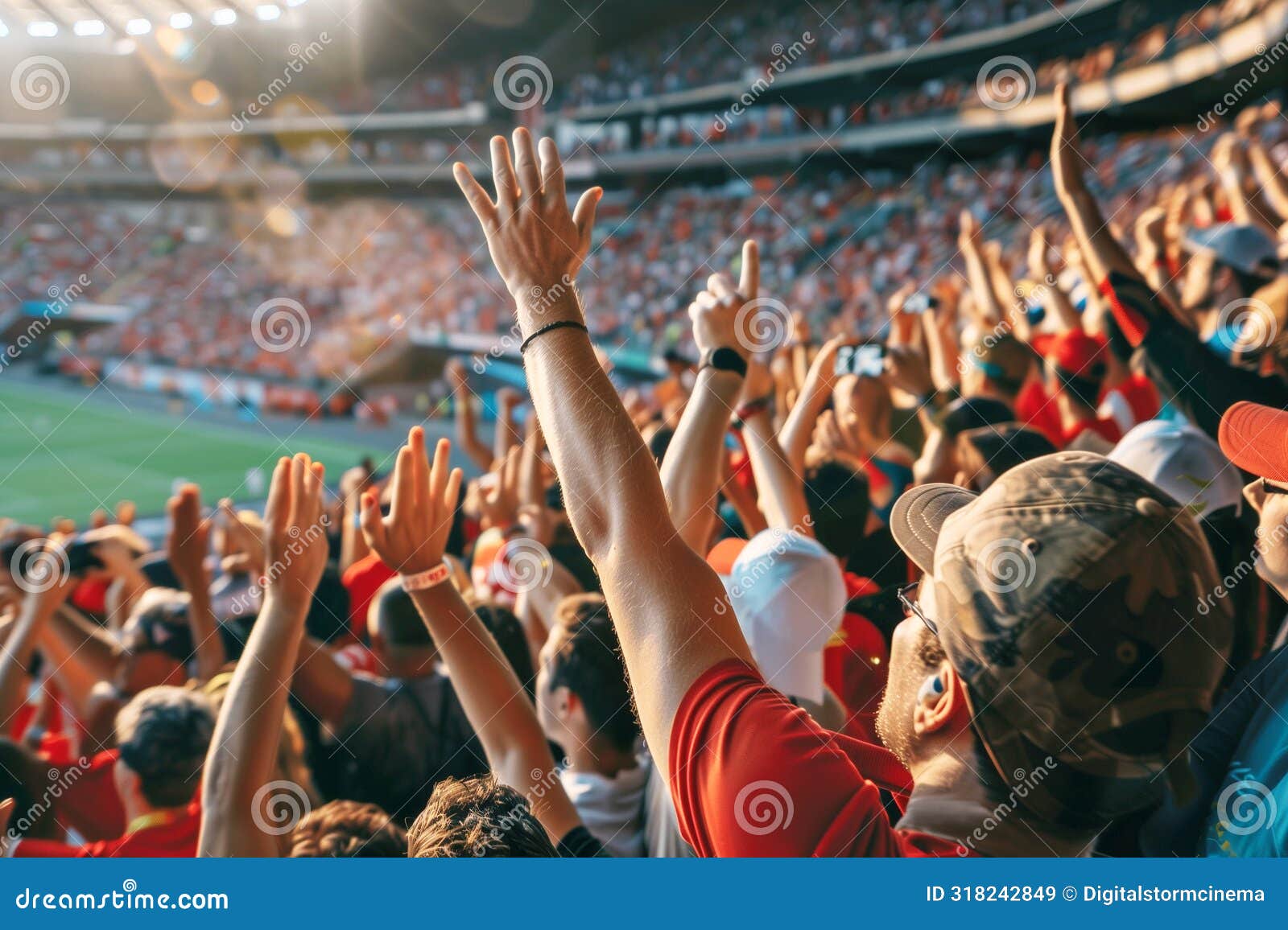 A Cheering Exciting Crowd of Fans at the Stadium S Big Game Stock ...