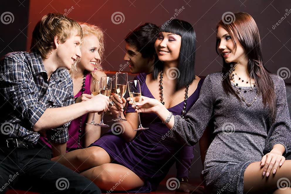 Cheering friends stock photo. Image of circle, champagne - 7335044