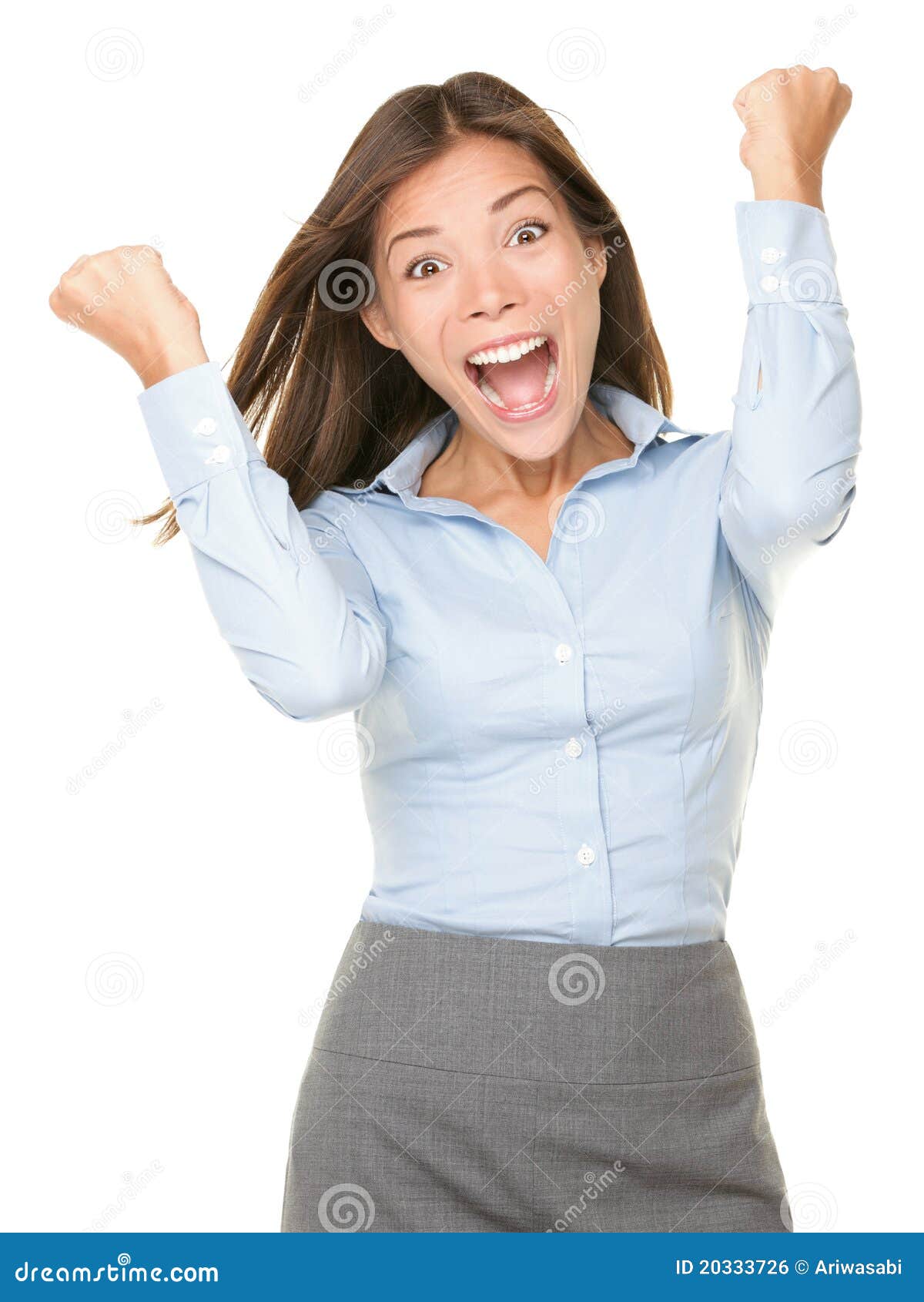 Cheering Happy Business Woman Stock Photo - Image of female, gesture ...