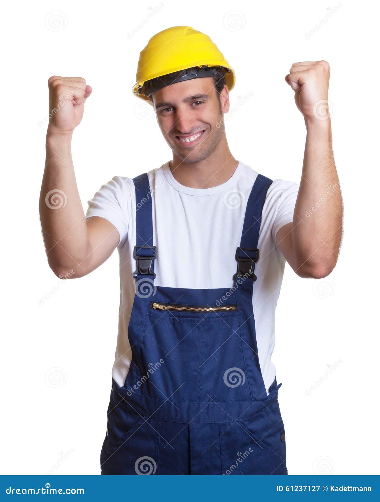 Cheering Latin Construction Worker Stock Image - Image of brazilian ...