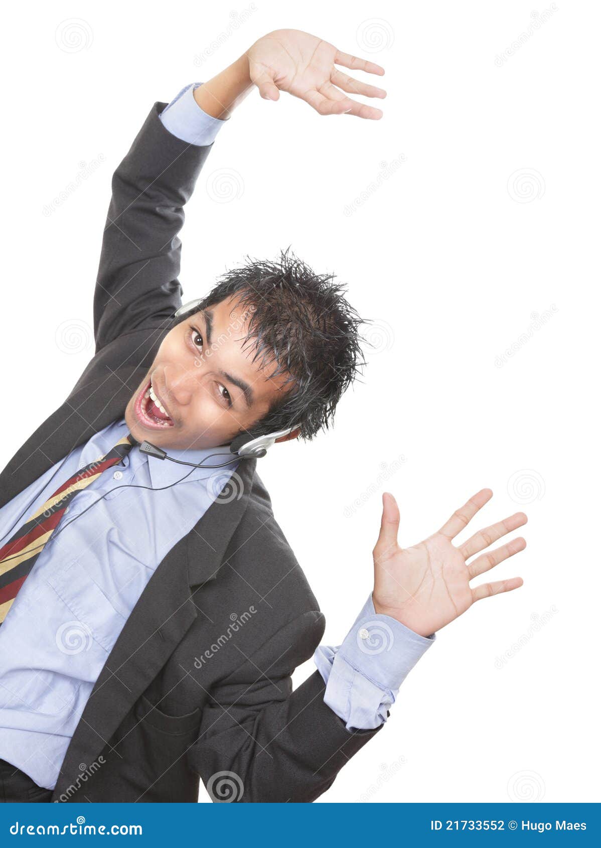 Cheering Marketer W Headset Stock Photo - Image of cheer, office: 21733552