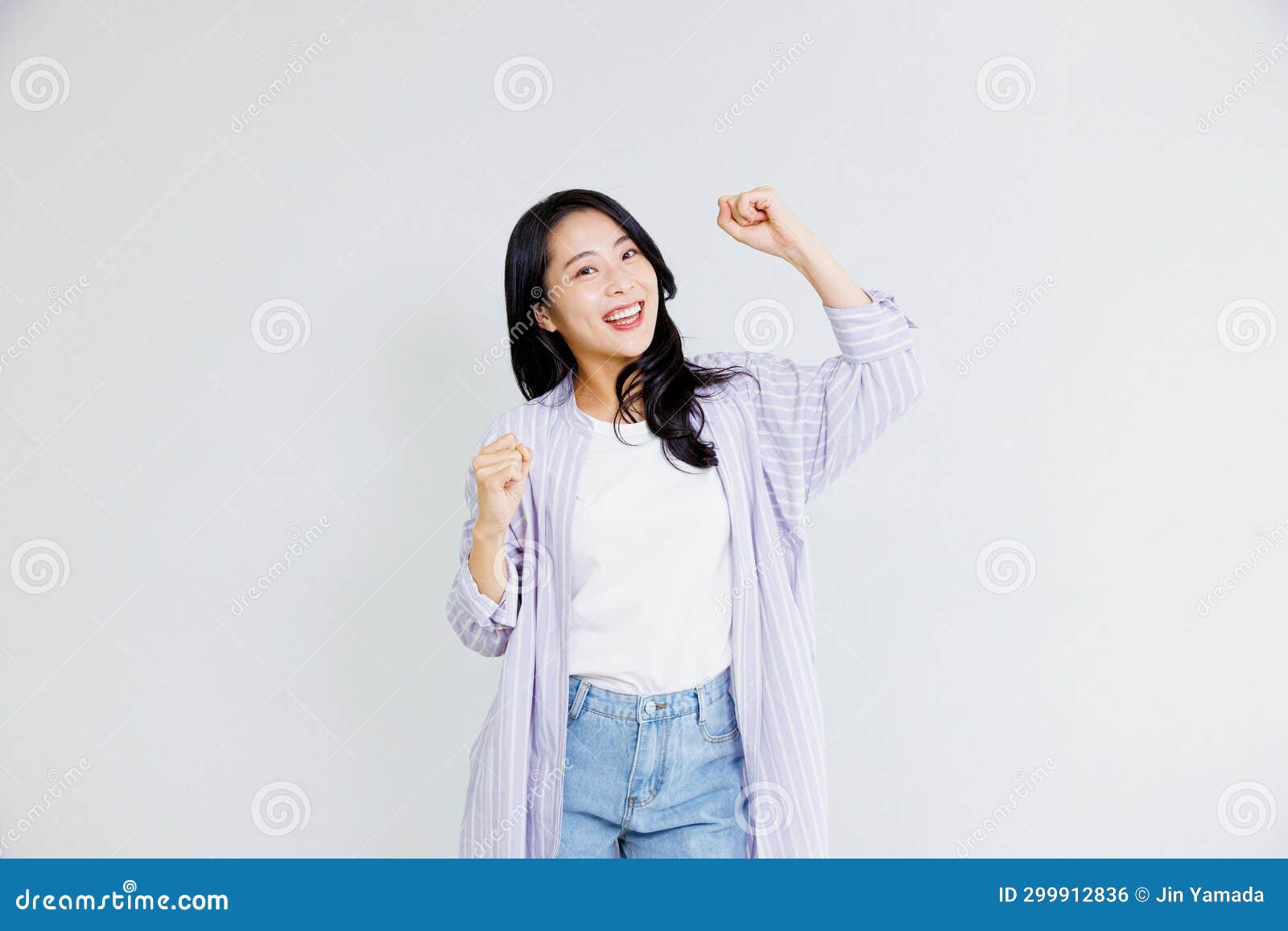 With cheering pose stock photo. Image of medium, clothing - 299912836