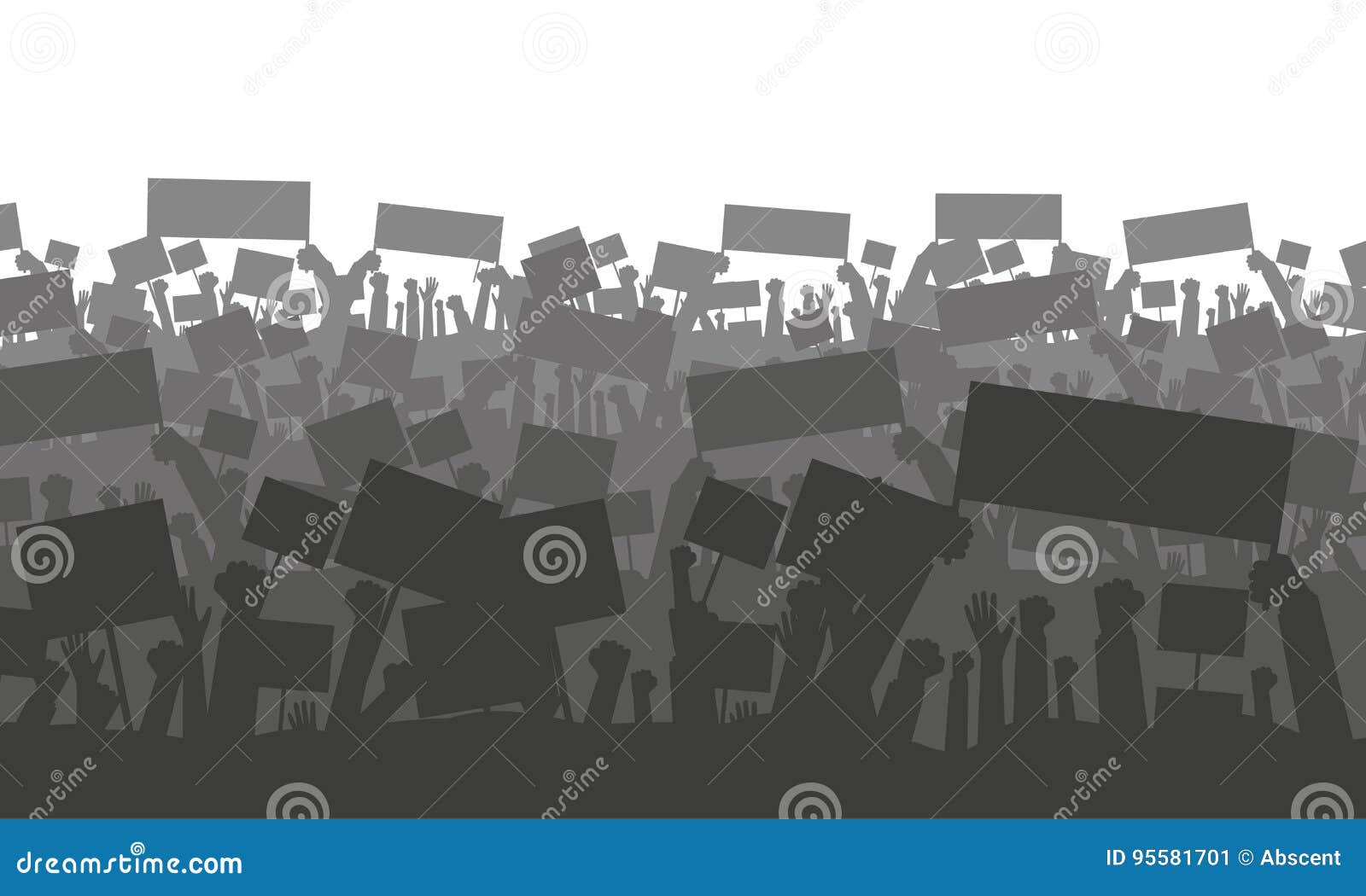 Cheering or Protesting Crowd with Flags Stock Vector - Illustration of ...