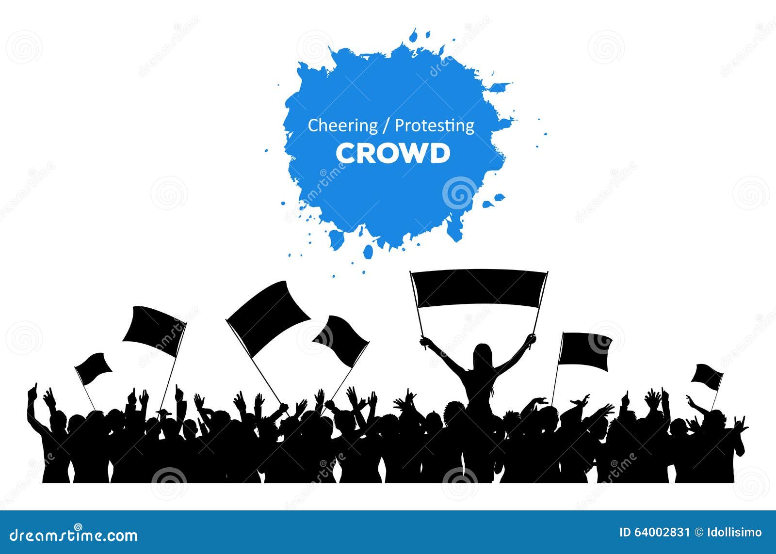 Cheering Or Protesting Crowd Silhouettes Cartoon Vector | CartoonDealer ...