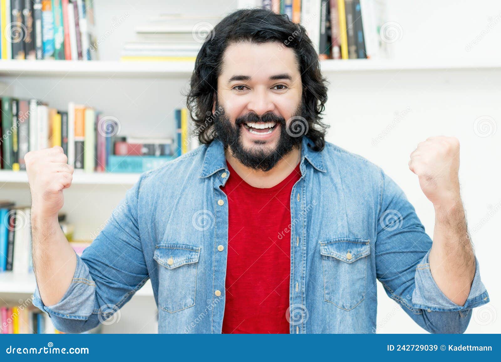 Cheering Strong Man with Full Beard Stock Image - Image of argentinian ...