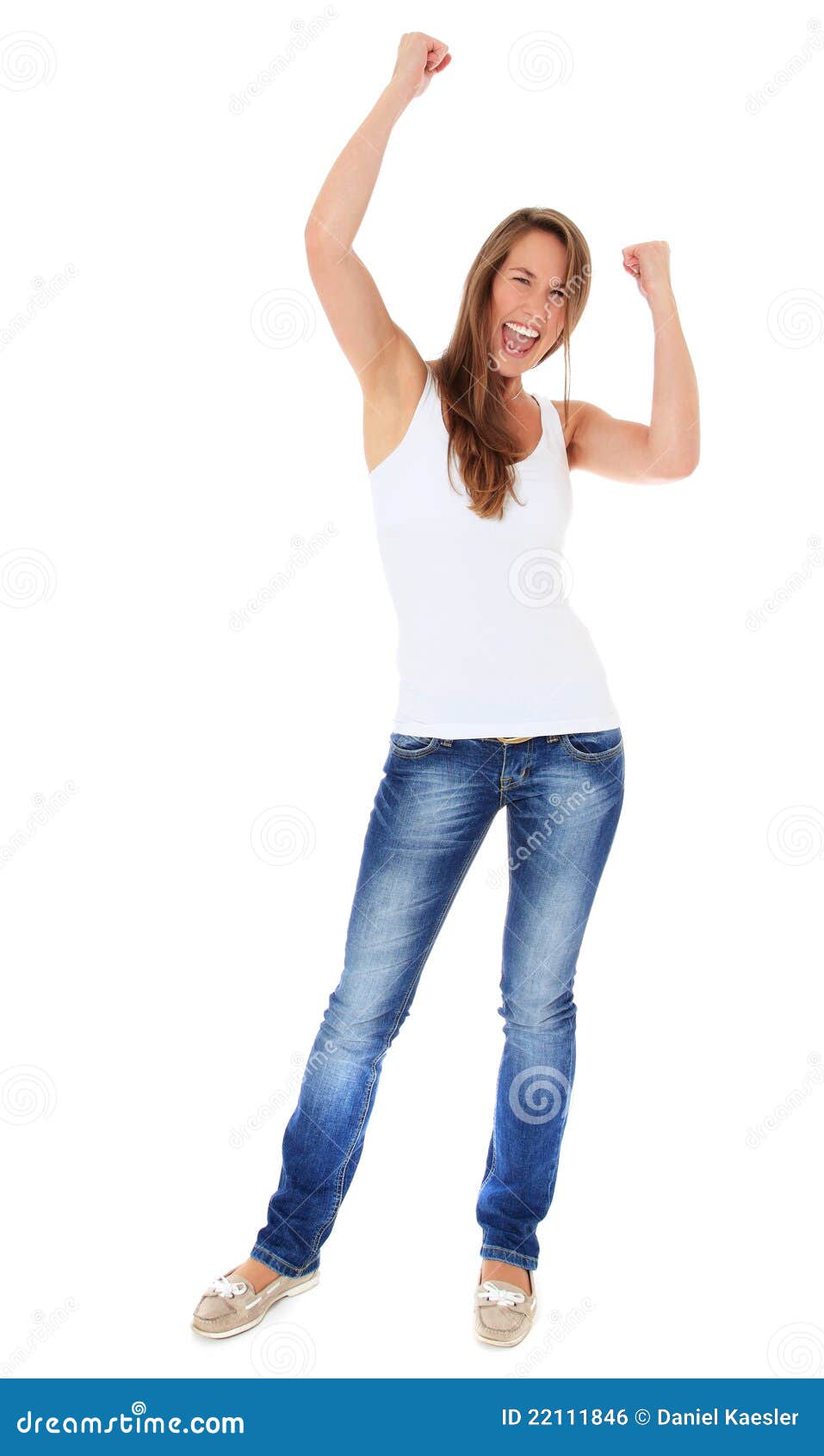 Cheering young woman stock photo. Image of cheering, standing - 22111846