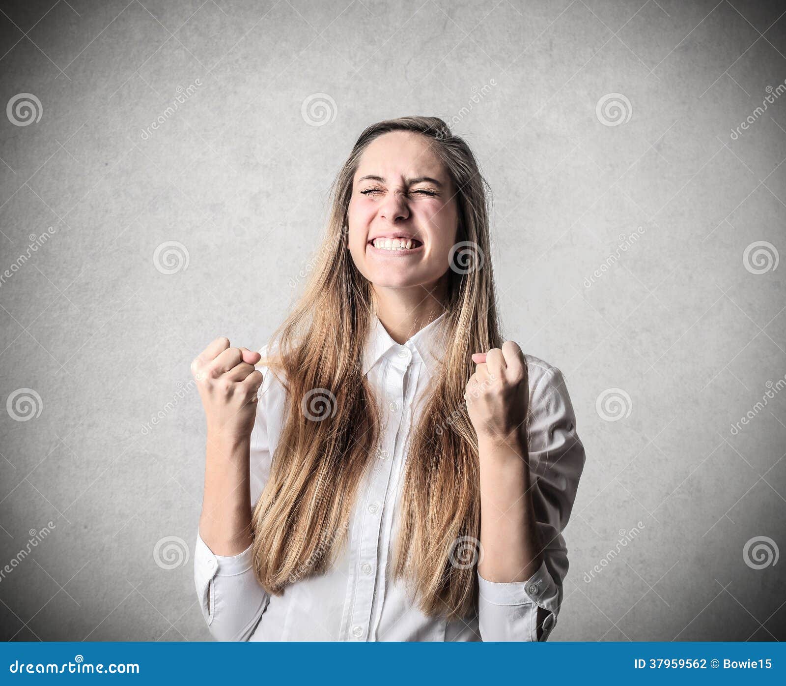 Cheering young woman stock photo. Image of pretty, face - 37959562