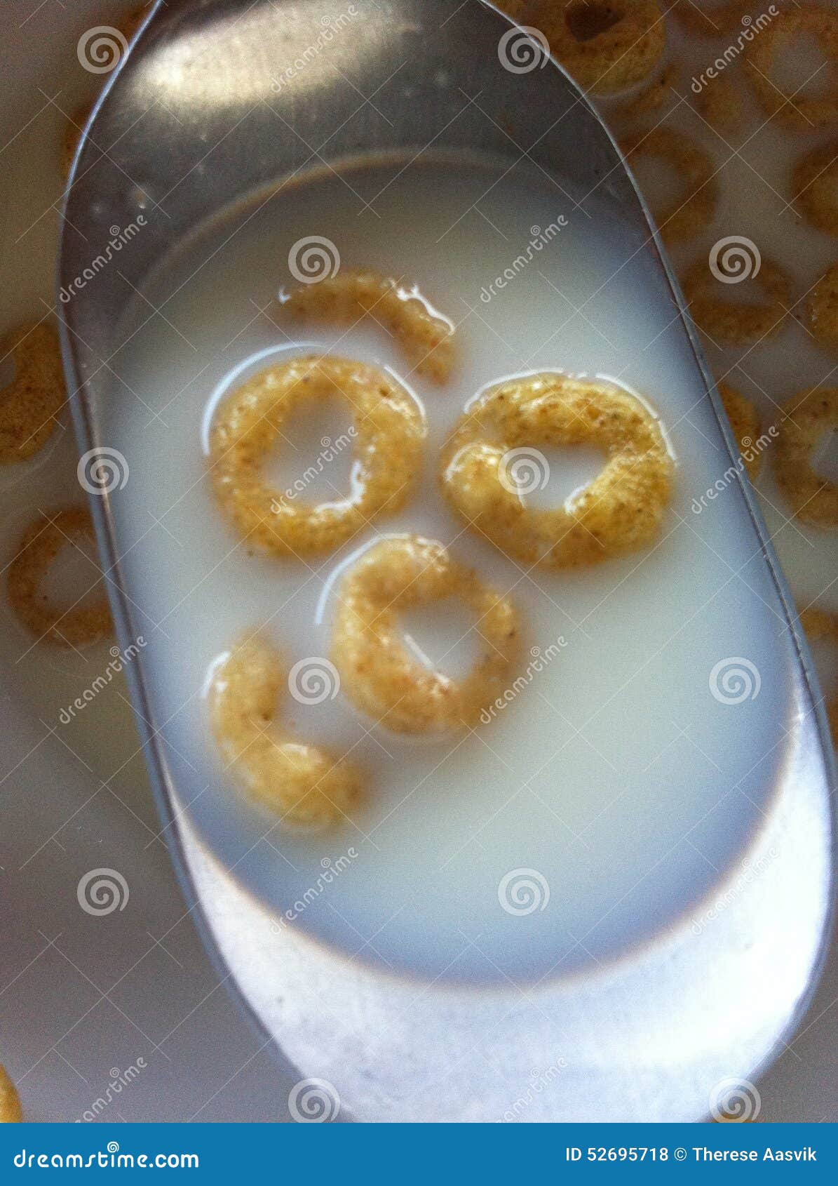 Cheerios face stock photo. Image of spoon, milk, little - 52695718