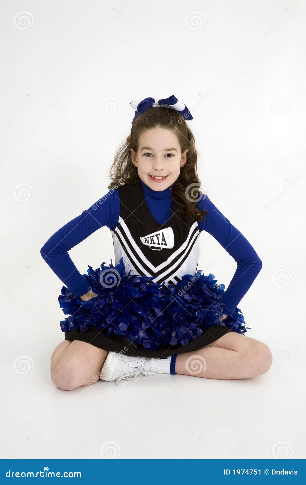 Nine Year Old Caucasian Girl Dressed in a Blue Cheerleader Outfit Stock ...