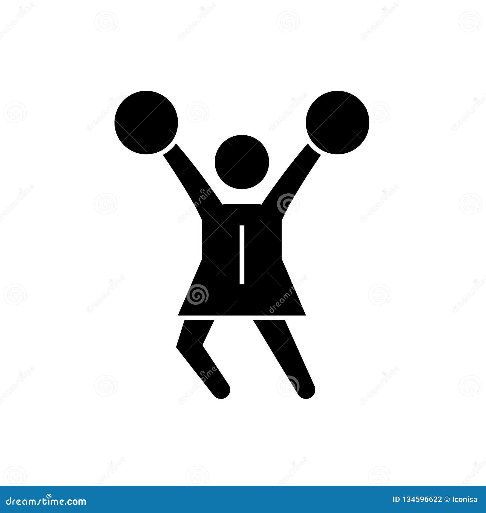 Cheerleader Black Vector Concept Icon. Cheerleader Flat Illustration ...